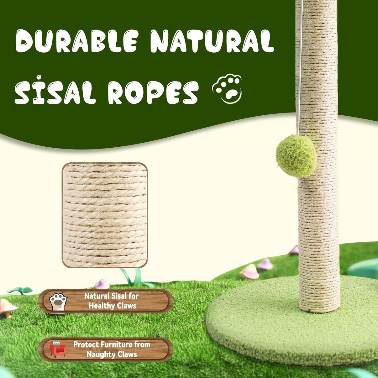 Cute Cat Scratching Post Tree | Durable, Fun Multi-Level Climbing Tower ...