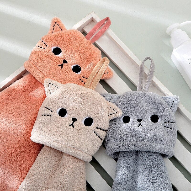 Cat Face Bathroom Hand Towel | hand towel cotton cute | cat towel ...