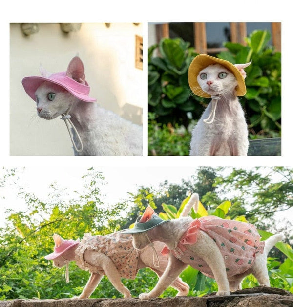 Cat Sunscreen Hat for Outdoor Travel | Adjustable UV Protection Cap ...