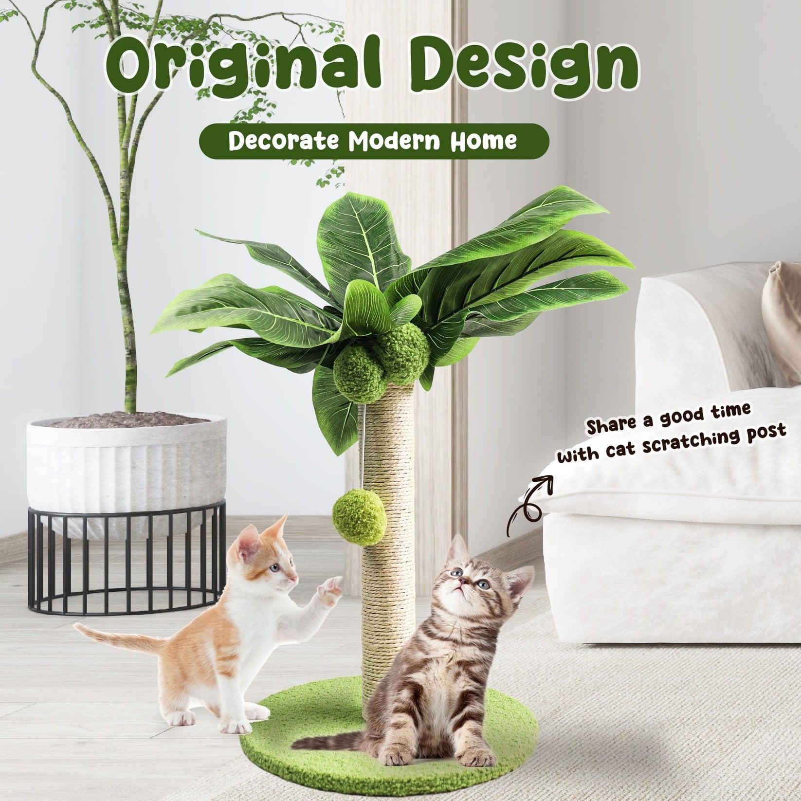 Cute Cat Scratching Post Tree |Durable, Fun Multi-Level Climbing Tower ...