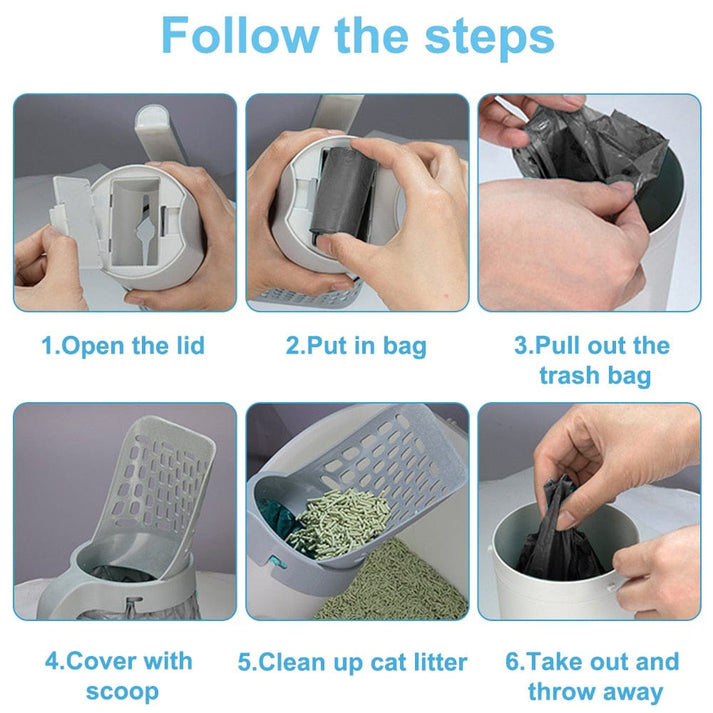 Useful Cat Litter Shovel Scoop with Attached Bin | All-in-One Sifter ...