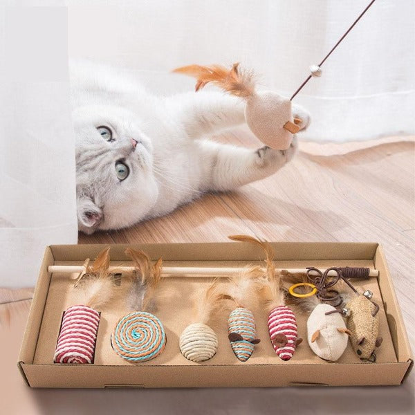 7-in-1 Interactive Cat Toy Set for Indoor Cats | Fun & Exercise for ...