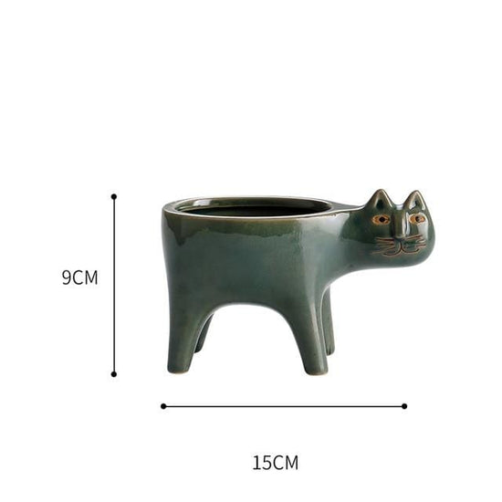 Cat Tail Ceramic Flower Pot | Cute Kitten Planter for Succulents ...