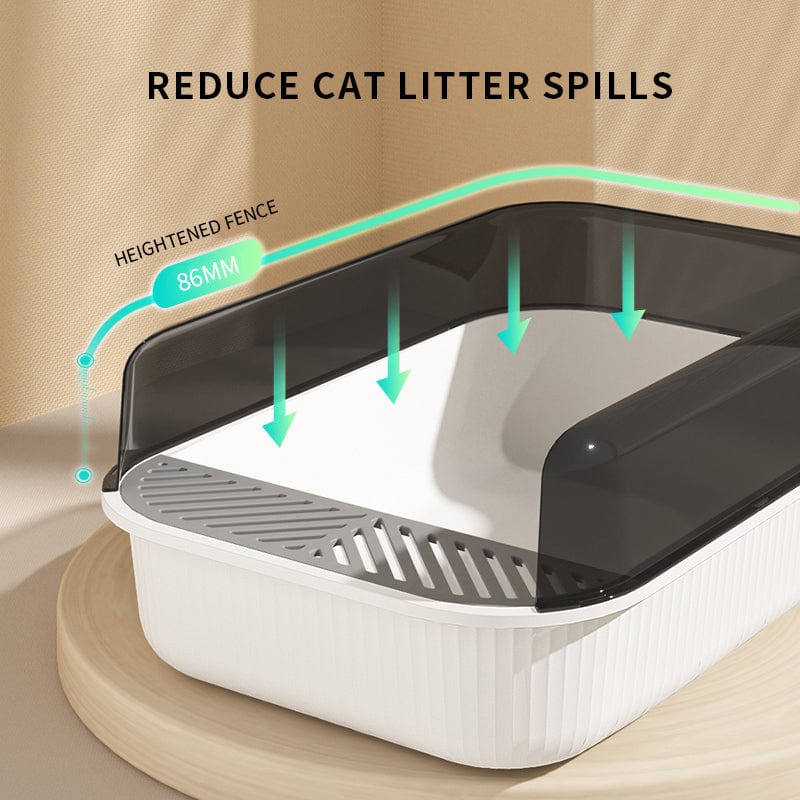 Colorful Semi-Closed Cat Sand Box | Cleaner & Spacious Litter Area ...