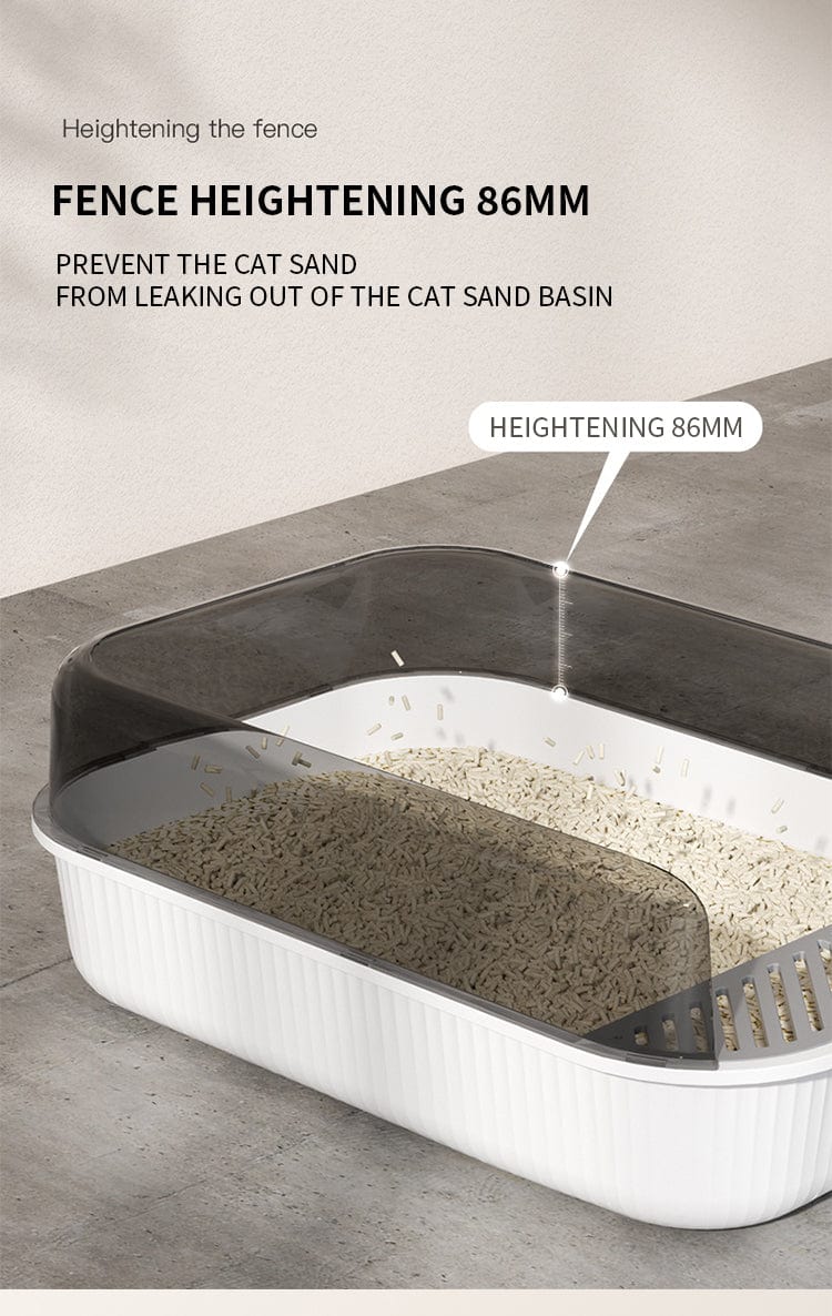 Colorful Semi-Closed Cat Sand Box | Cleaner & Spacious Litter Area ...