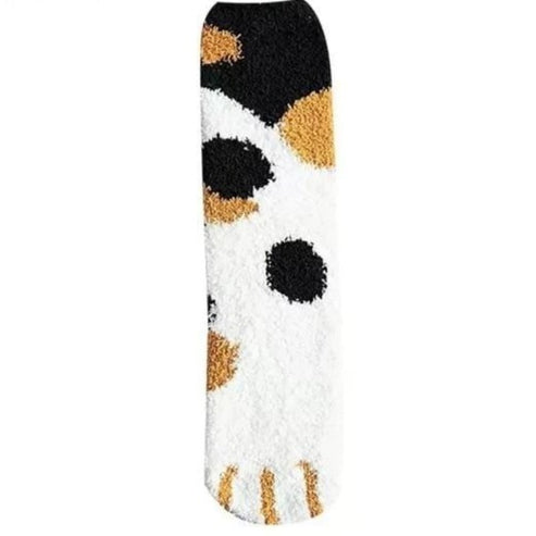 Cute Striped Cat Paw Socks | Fluffy Cotton Blend Cat Feet Socks ...