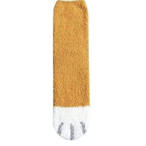Cute Striped Cat Paw Socks | Fluffy Cotton Blend Cat Feet Socks ...